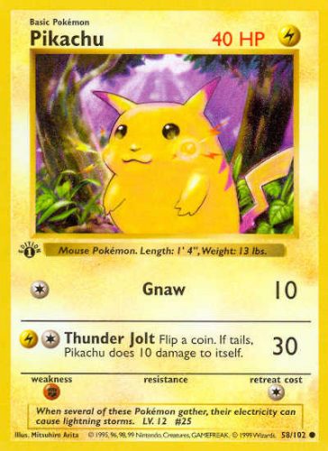 How much is a Pikachu Pokemon Card from 1999 worth?